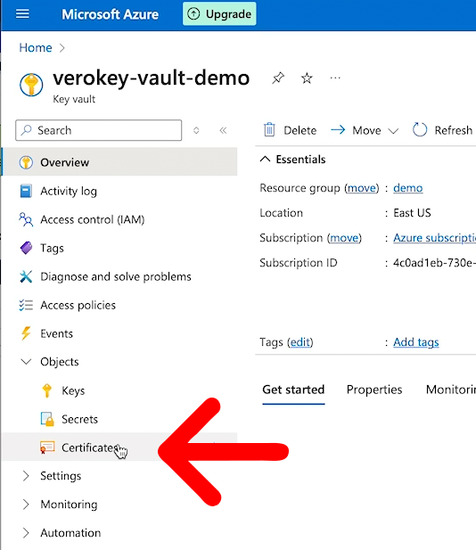 Setup Microsoft Azure Key Vault with Verokey/DigiCert Code Signing Certificate