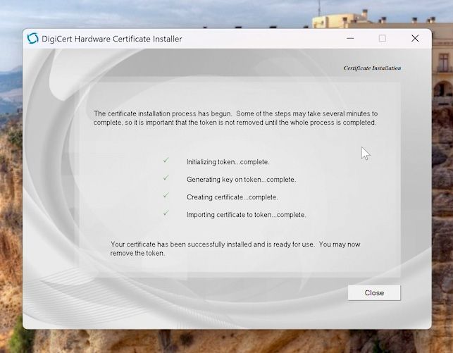 Setup and Initialise Verokey/DigiCert Code Signing eToken
